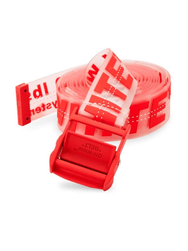 Red Off White Belt | Transparent Rubber Strap Streetwear 2020